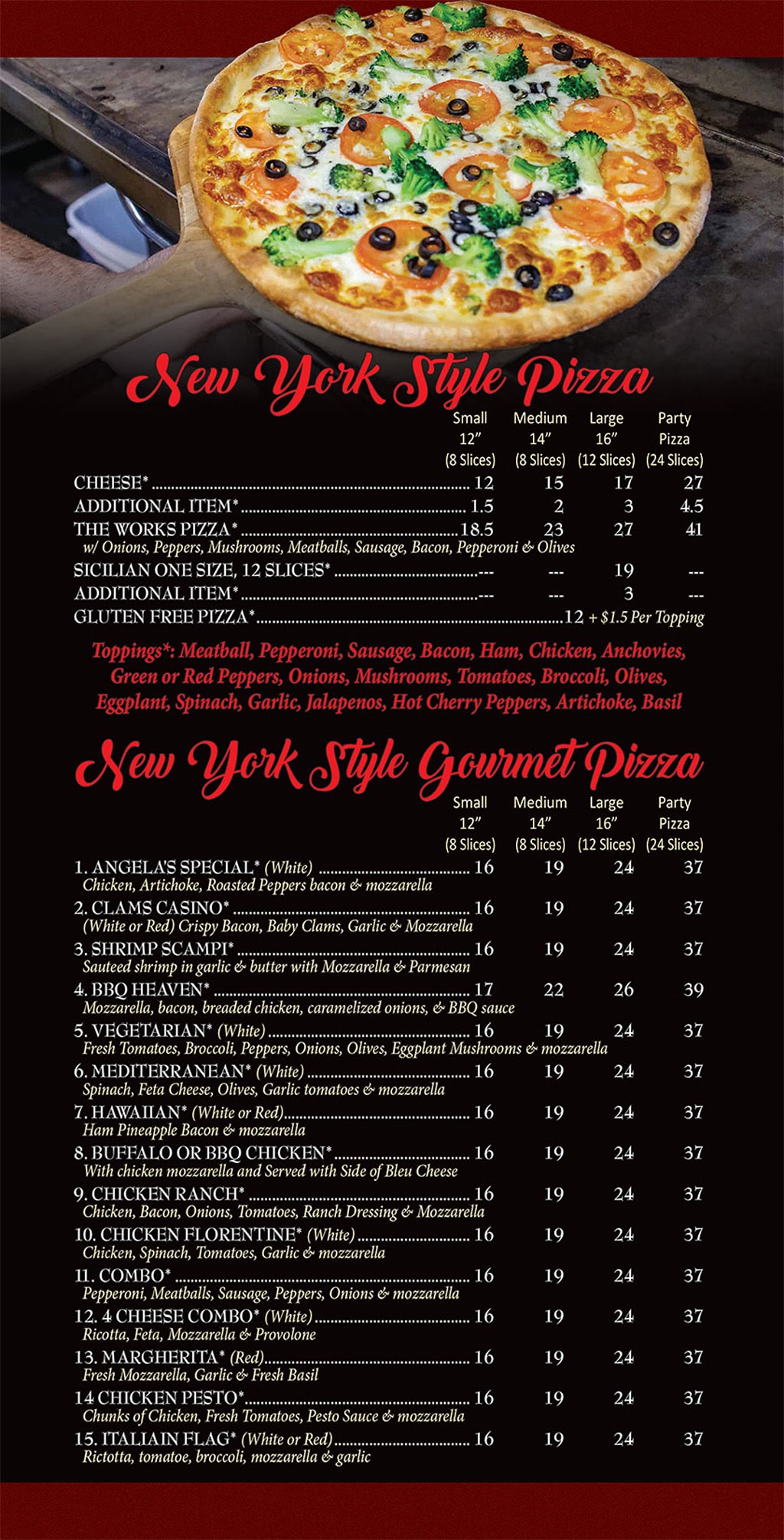 Menu | Angela's Pizza & Deli